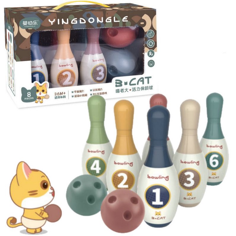 Children Bowling Ball Play Toy Set Cartoon Series 6pc Pin+2 pcBowling ...