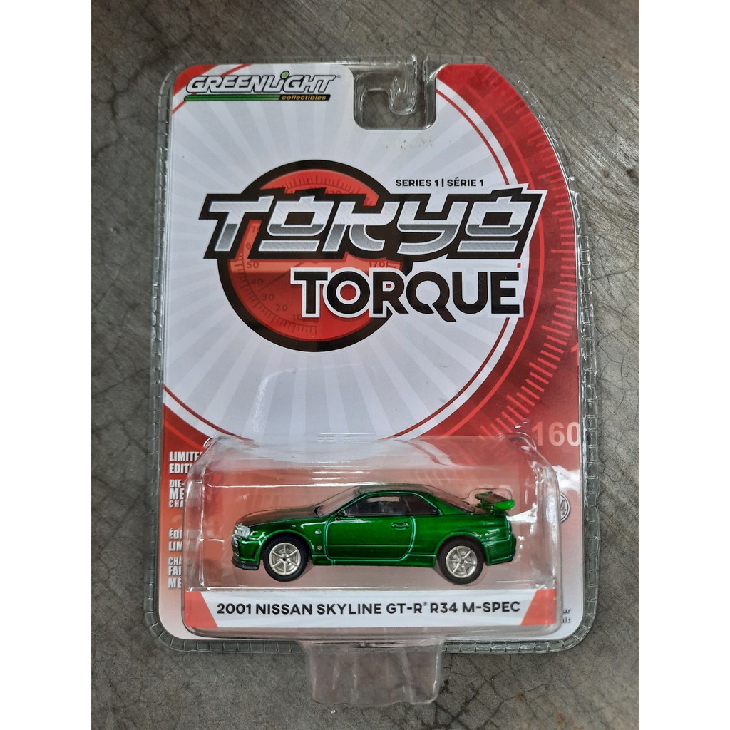 1/64 Greenlight Tokyo Torque S1 Nissan Skyline R34 M-Spec Green Machine ...