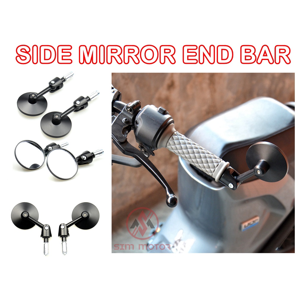 Round Bar End Rear Mirrors Motorcycle Side View Mirror side mirror for ...
