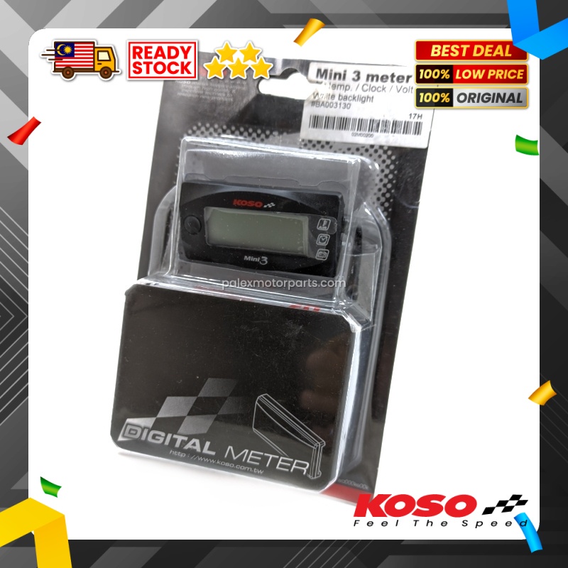 KOSO METER MINI 3 - AIR TEMP/CLOCK/VOLT (WHITE BACKLIGHT) | Shopee Malaysia