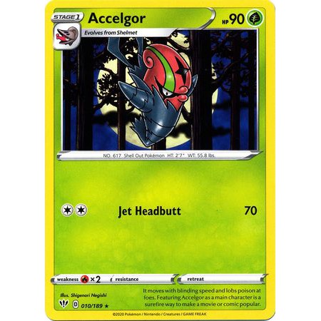 Accelgor / 010/189 / Rare / Sword & Shield Darkness Ablaze Pokemon ...