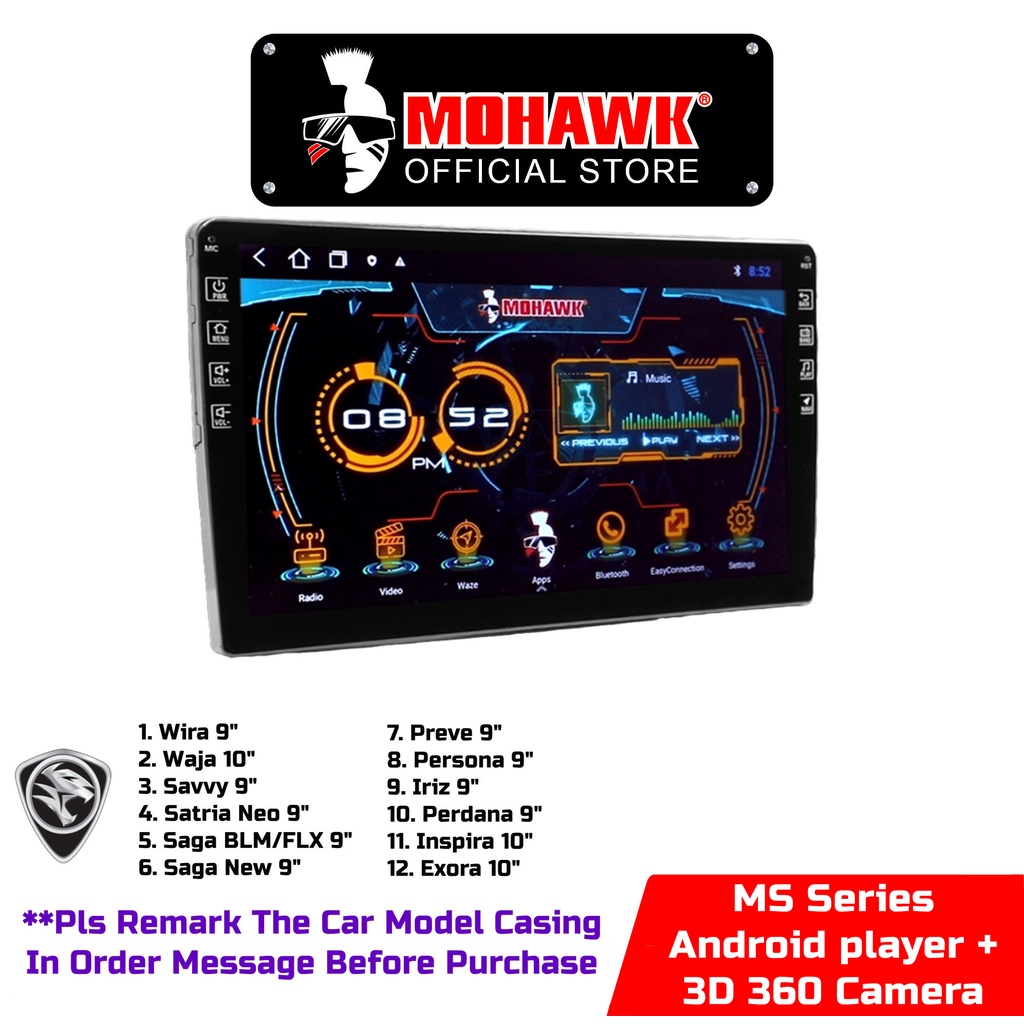 Mohawk Ms Series Car Android Player With 3D 360 Reverse Camera | Shopee ...