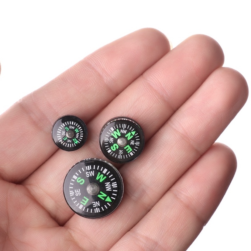 MKR 15mm size Mini Compass for Hiking, Black Survival Compass, Paracord ...