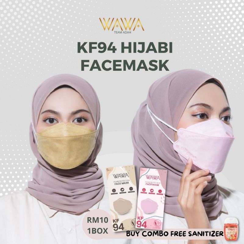 [WAWA COSMETICS] KF94 HIJABI PROTECTION FACEMASK [SET COMBO FREE HAND ...