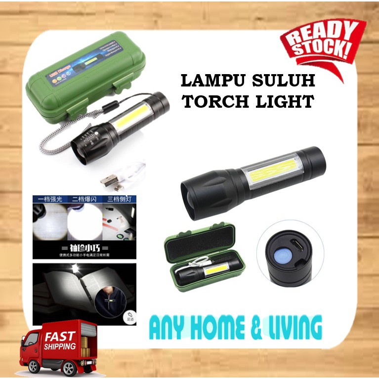 (READY STOCK)RECHARGABLE TORCH LIGHT LAMPU SULUH TERANG CHARGE SEMULA ...