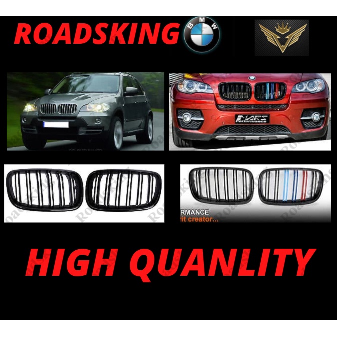 BMW X5 E70 / X6 E71 2007~2013 FRONT BUMPER GRILL GLOSSY BLACK + M ...