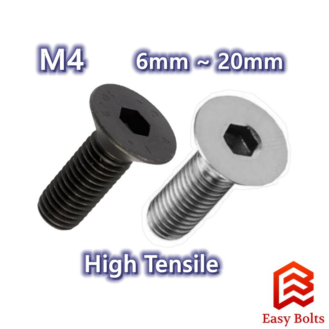 HT CSK Allen Screw - M4 x 6mm ~ 20mm (Coarse Thread Pitch 0.7mm) (High ...