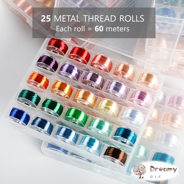 M'SIA STOCK【Embroidery Thread】25 DIY Shinny Gold Silver Metal color ...