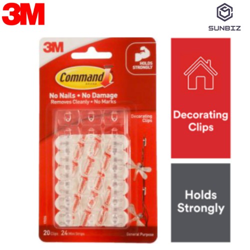 3M Command Decorating Clips (Holds Strongly ) (20pcs/pck) Wall Adhesive ...