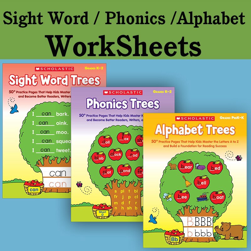 Kindergarten Kids Sight Word /Phonics/Alphabet Worksheets Preschool ...