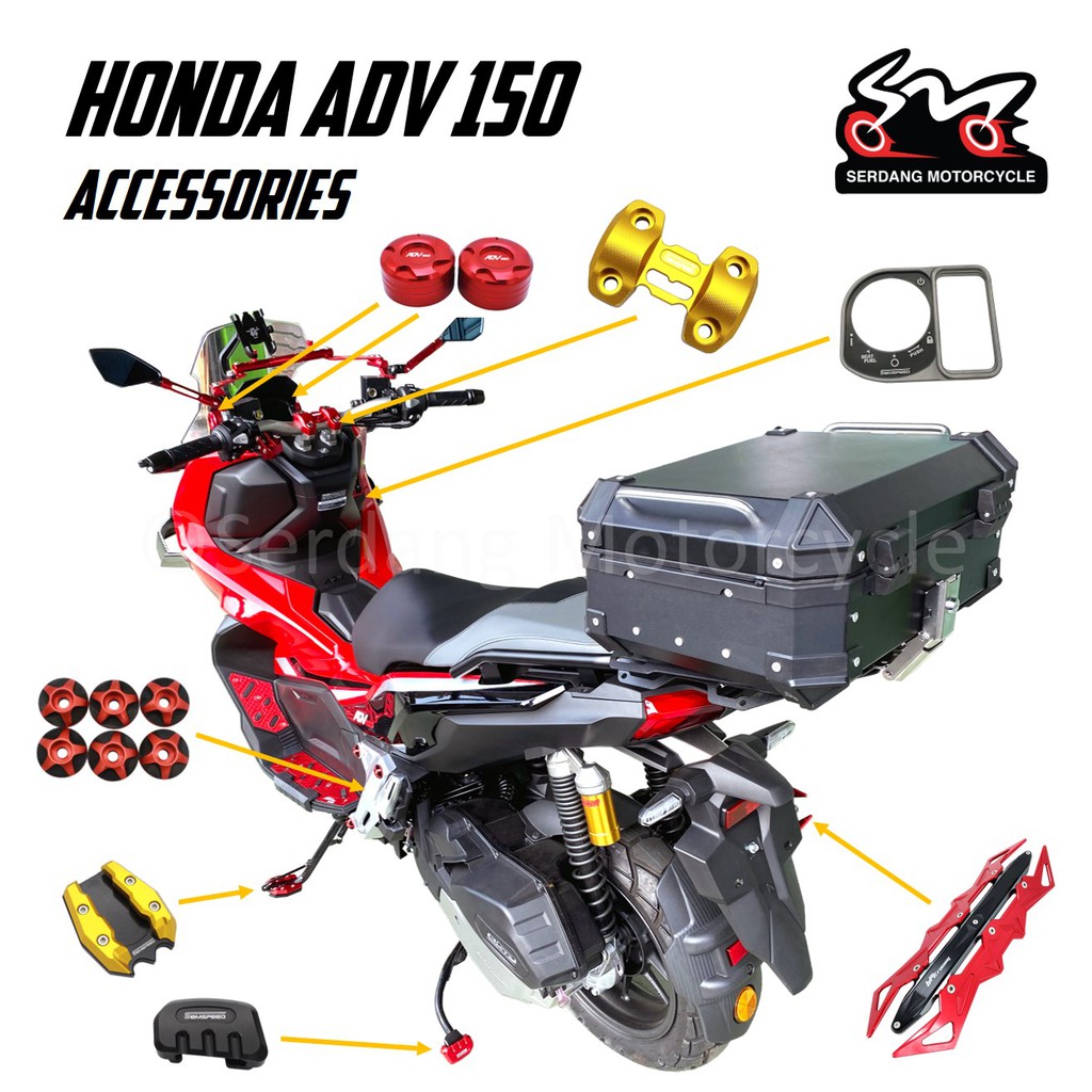 Honda ADV 150 Accessories Exhaust Cover Handlebar Clamp Kickstand Side ...