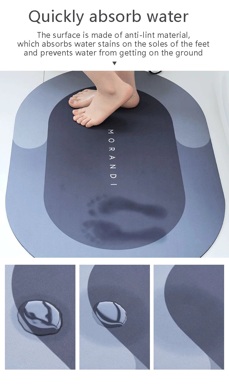 QB FM012 Quick drying Diatom Mud Soft Mat Diatomite Mat Floor Mat Bathroom Mat Super Absorbent ...