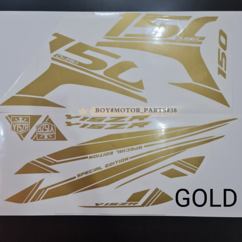 Y15 Y15R LC150 COMPUTER CUT SPECIAL EDITION BODY STICKER / BLACK / GOLD ...