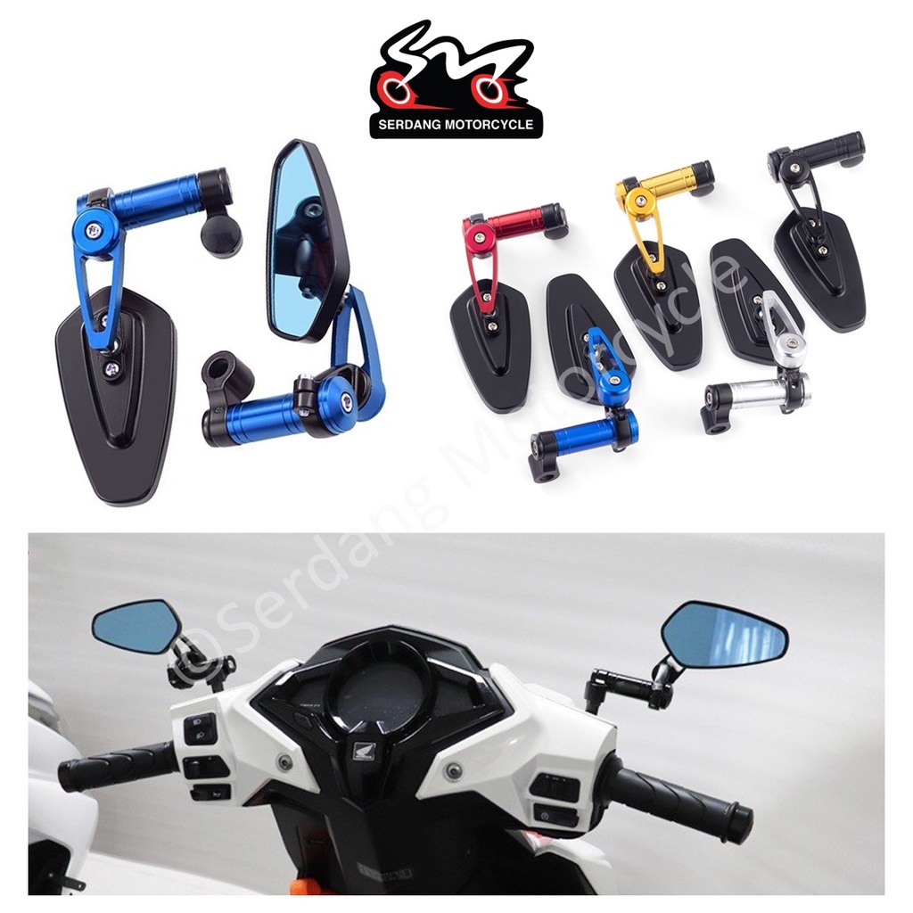 Side Mirror Universal 360 Pusing Adjustable Motorcycle Cermin Tinted ...