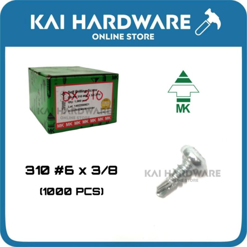 MK Self Drilling screw DS-310 #6x3/8 ZPH (1000pcs) | Shopee Malaysia