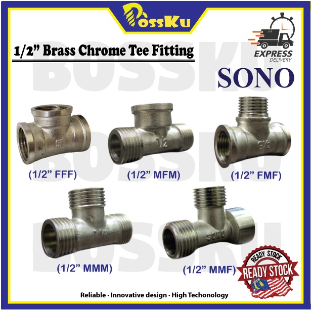 SONO | 1/2'' Brass Chrome Tee [FFF / FMF / MMM / MMF / MFM] (Ready ...