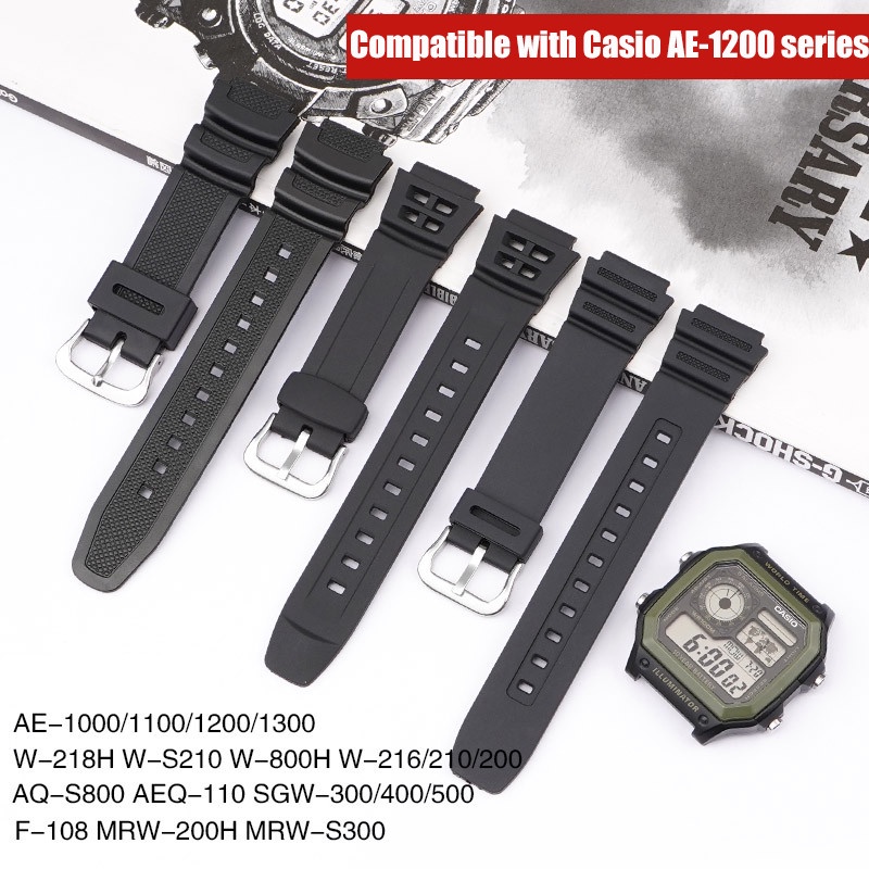 18mm Rubber Watch Strap for Casio AQ-S810W S800W W-735H SGW-300 AE ...