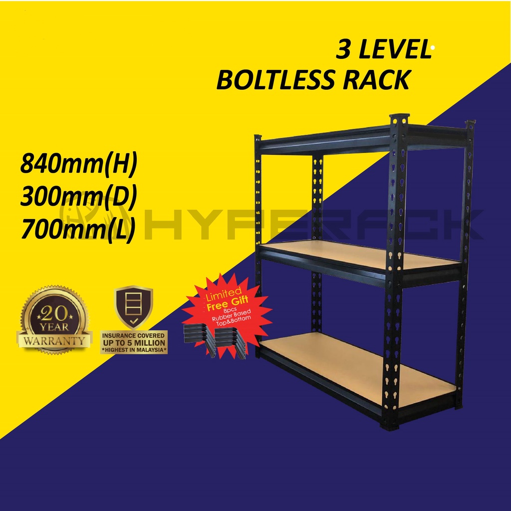 3 Tier Multipurpose Boltless Rack Heavy Duty Metal Rack Shelf Kitchen ...