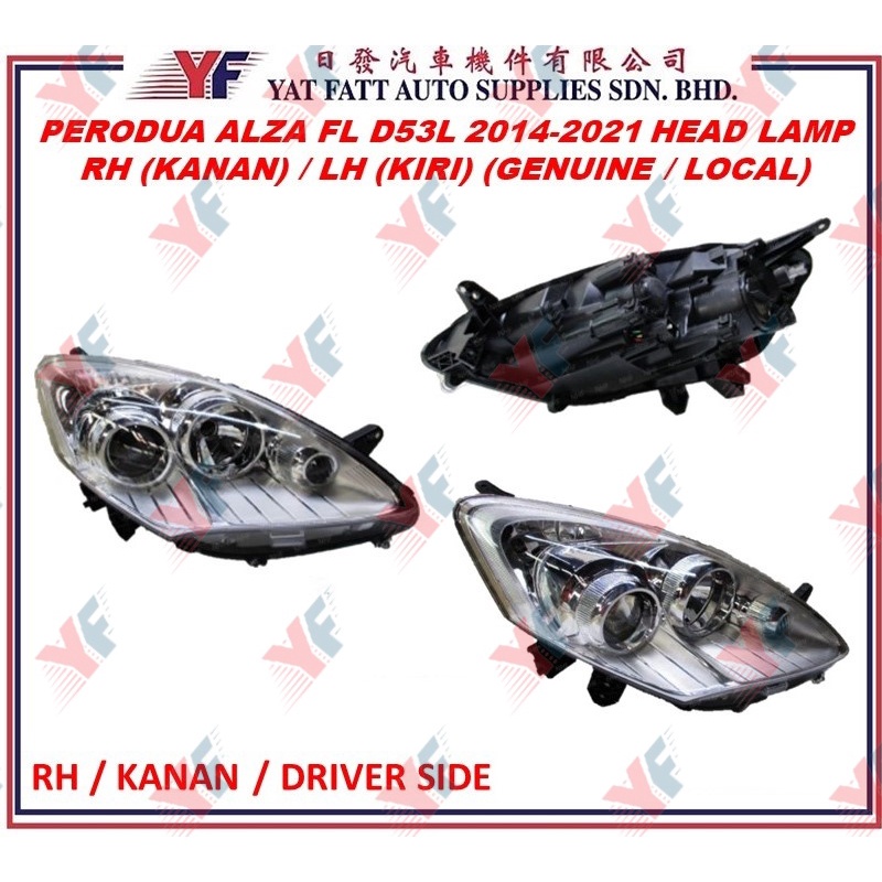 PERODUA ALZA FL D53L 2014-2021 HEAD LAMP RH (KANAN) / LH (KIRI ...