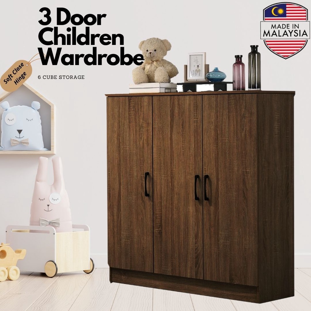 MYHOUSE Furniture Kids Wardrobe 3 Door Children Wardrobe Clothes with ...