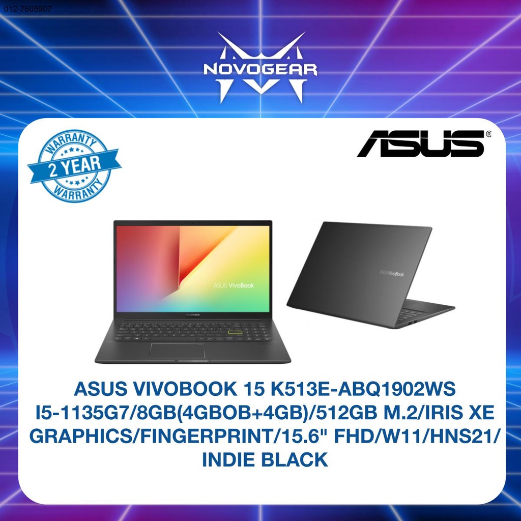 ASUS VIVOBOOK 15 (K513E-ABQ1902WS) I5-1135G7/8GB(4GBOB+4GB)/512GB M.2 ...