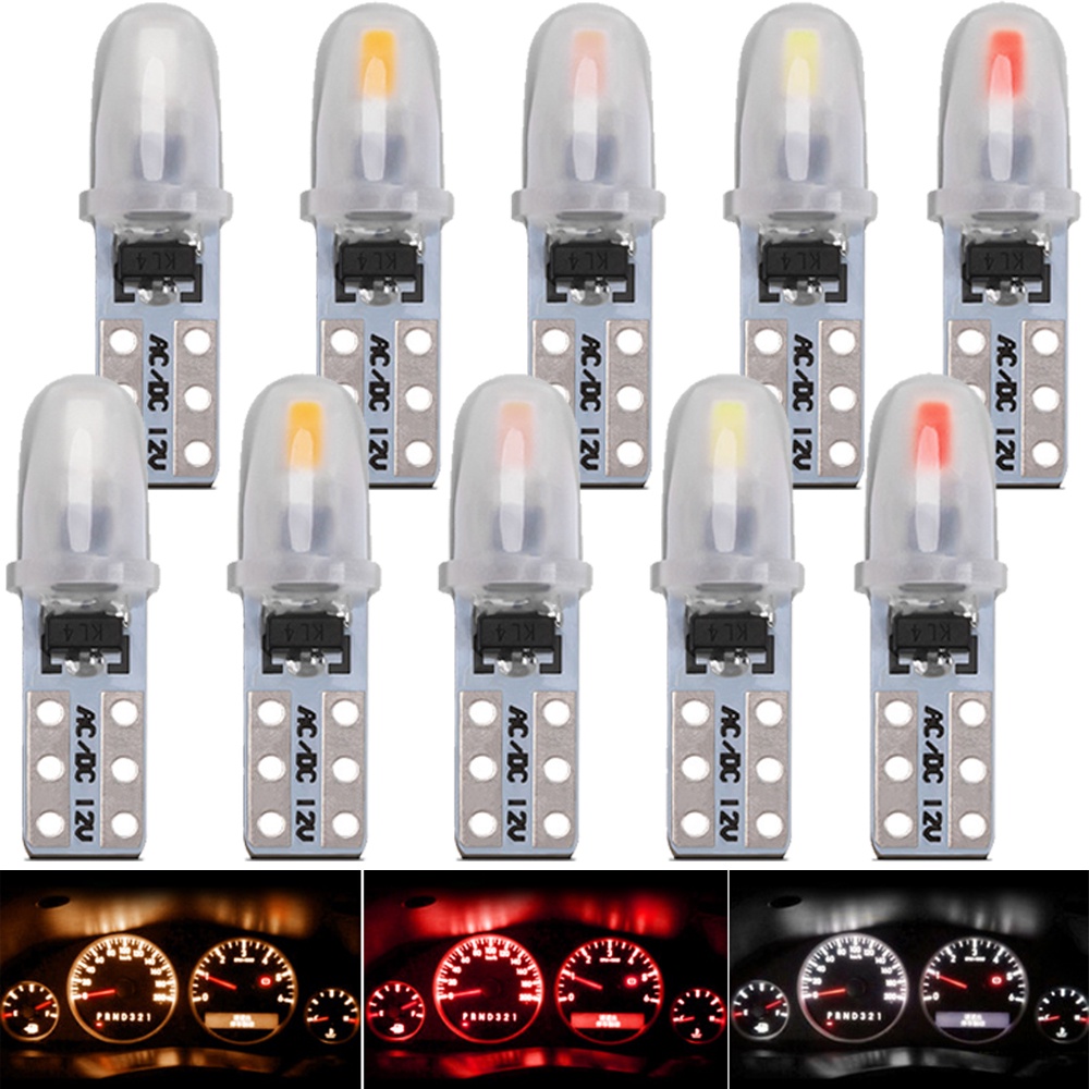 10X T5 Led Bulb W3W W1.2W Led Canbus Car Interior Lights Dashboard warming indicator Wedge Auto ...