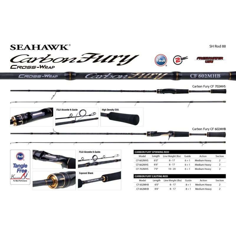 SEAHAWK CARBON FURY CASTING ROD | Shopee Malaysia