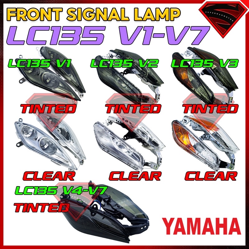 SIGNAL FRONT SIGNAL DEPAN LC135 OLD LC 135 NEW V1 V2 V3 V4 V5 V6 V7 TINTED SMOKE & CLEAR [ 1 SET ...