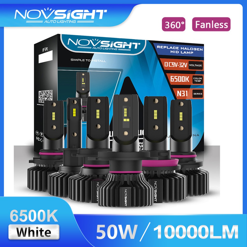 Novsight N31 9005 9006 H1 H4 H7 H11 CSP Car LED Headlight 10000LM 6500K ...