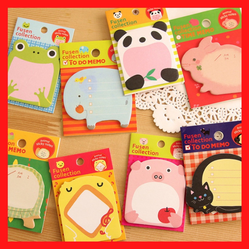 Creative Cute Cartoon Animal Shape Sticky Notes Sticker Marker Memo ...
