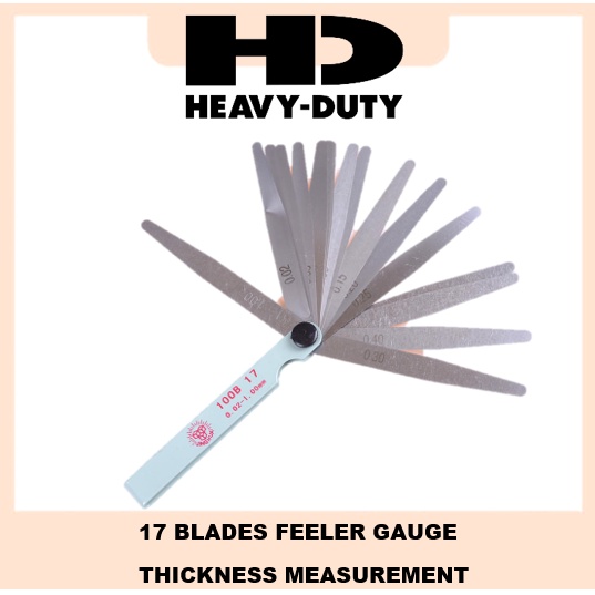 HEAVYDUTY FEELER 0.02MM TO 1.00MM 17 BLADES FEELER GAUGE THICKNESS ...
