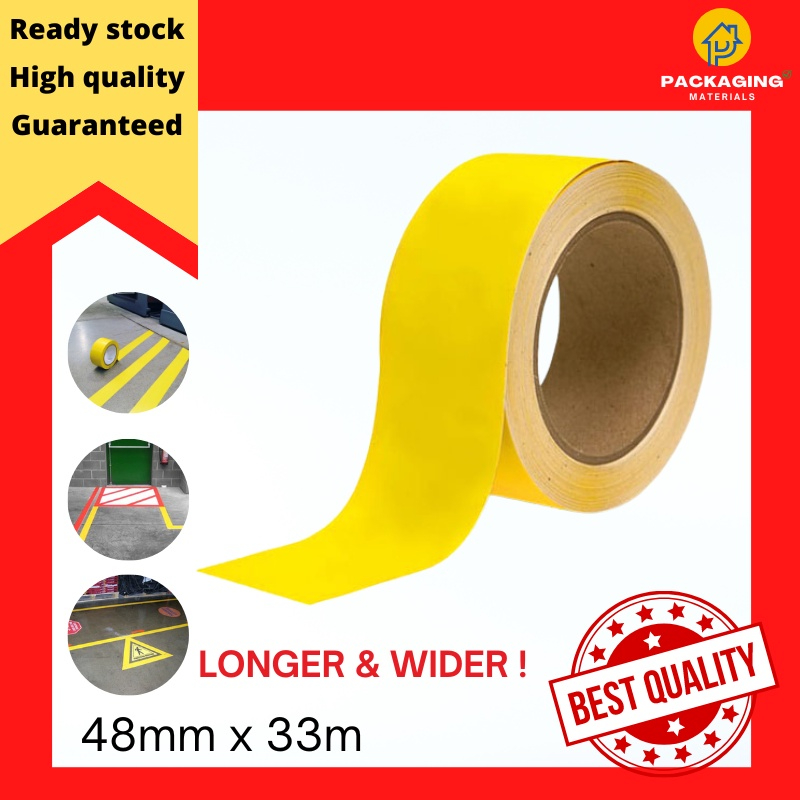 Floor Marking Tape / Floor Tape / Marking Tape (Yellow - 48mm x 33m) | Shopee Malaysia