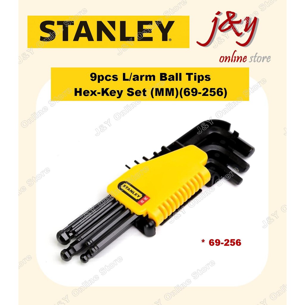 STANLEY Original 9pcs L/arm Ball Tips Hex-Key Set (MM)( 69-256 ) 69256 ...