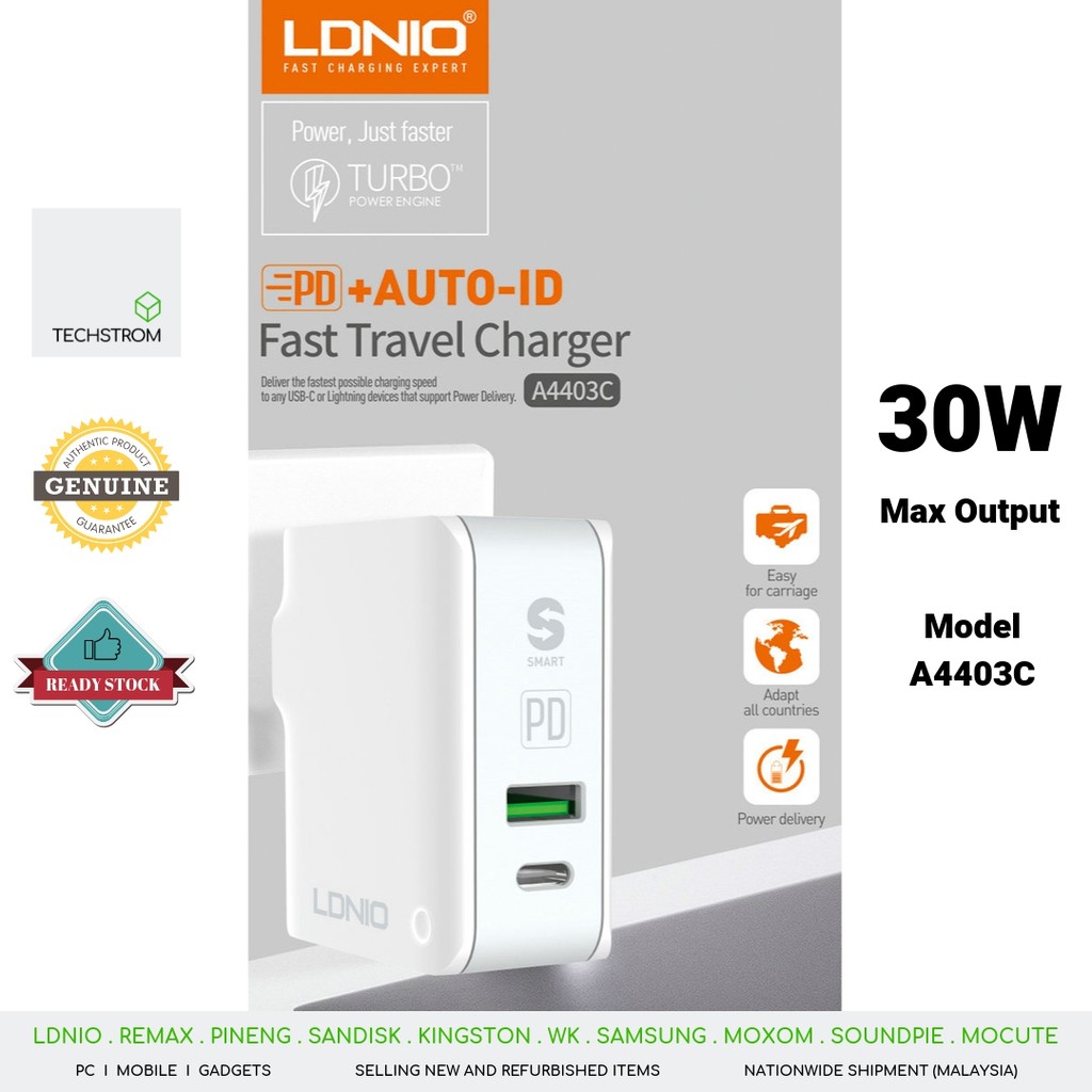 LDNIO A4403C 30W PD + Auto-ID Fast Travel Charger | Shopee Malaysia