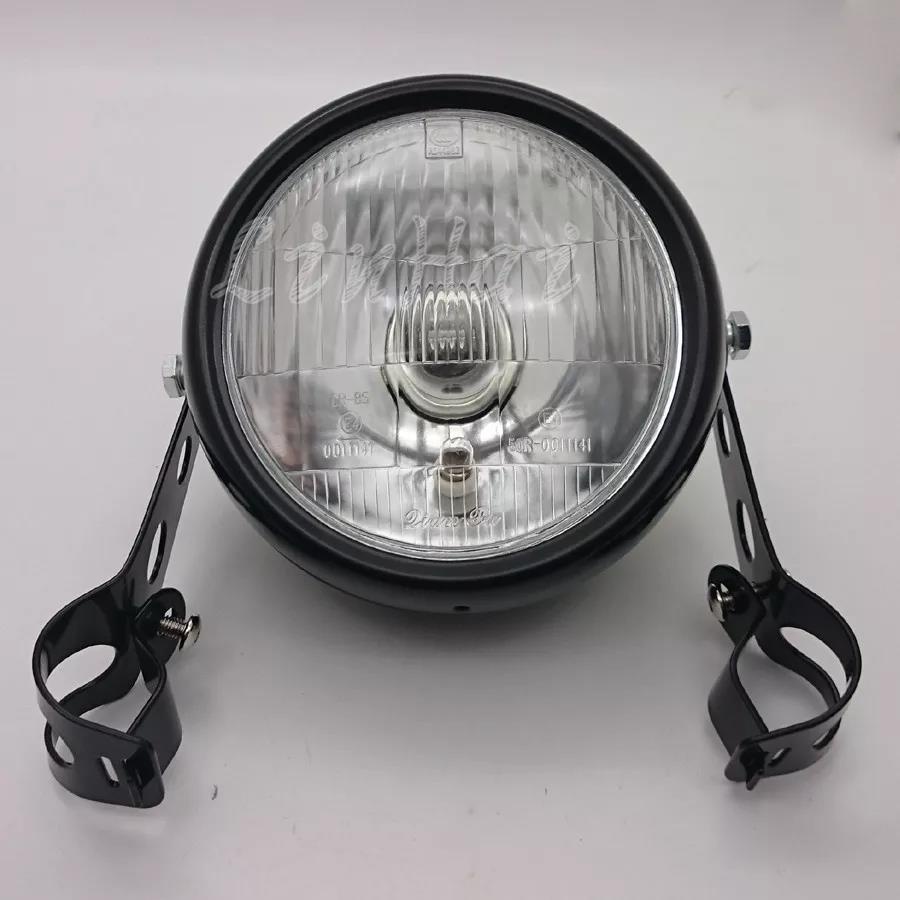 New Black Metal Retro Front Headlight WIth 28-34mm fork tubes Headlight ...