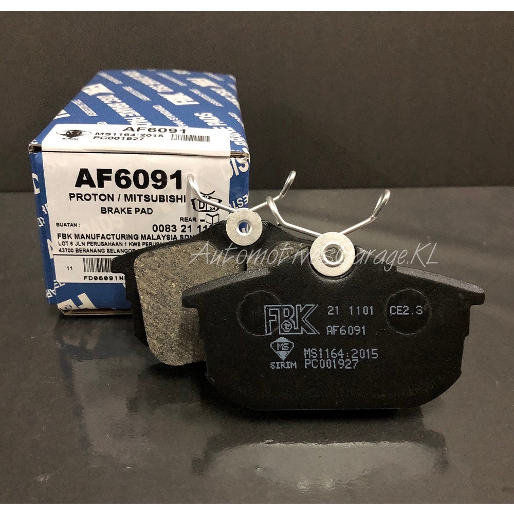 FBK - AF6091 - REAR BRAKE PADS - PROTON WAJA 1.6CC / 1.8CC | Shopee ...