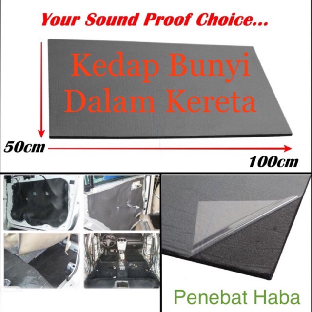 PENEBAT HABA&BUNYI Car Sound Proof 100x50cm Proof Deadening Deadener ...