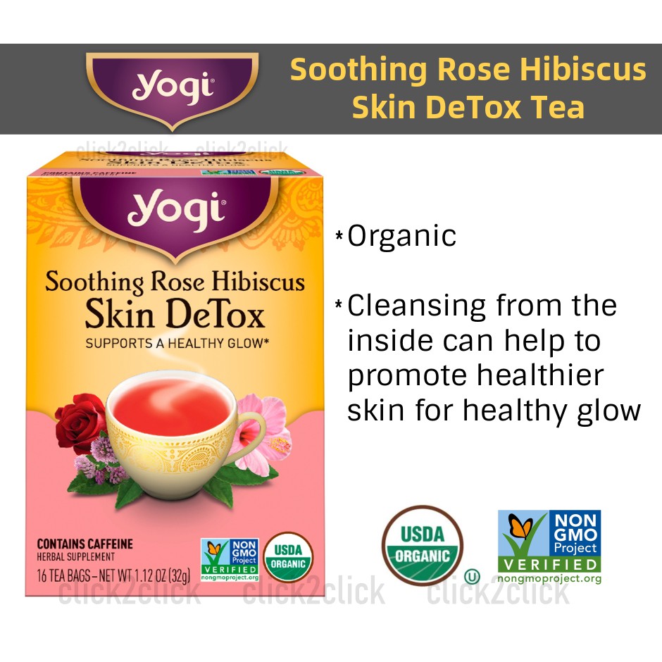 Yogi Tea Skin DeTox Soothing Rose Hibiscus 16 Tea Bags 🌿 Ready Stock 🌿 ...