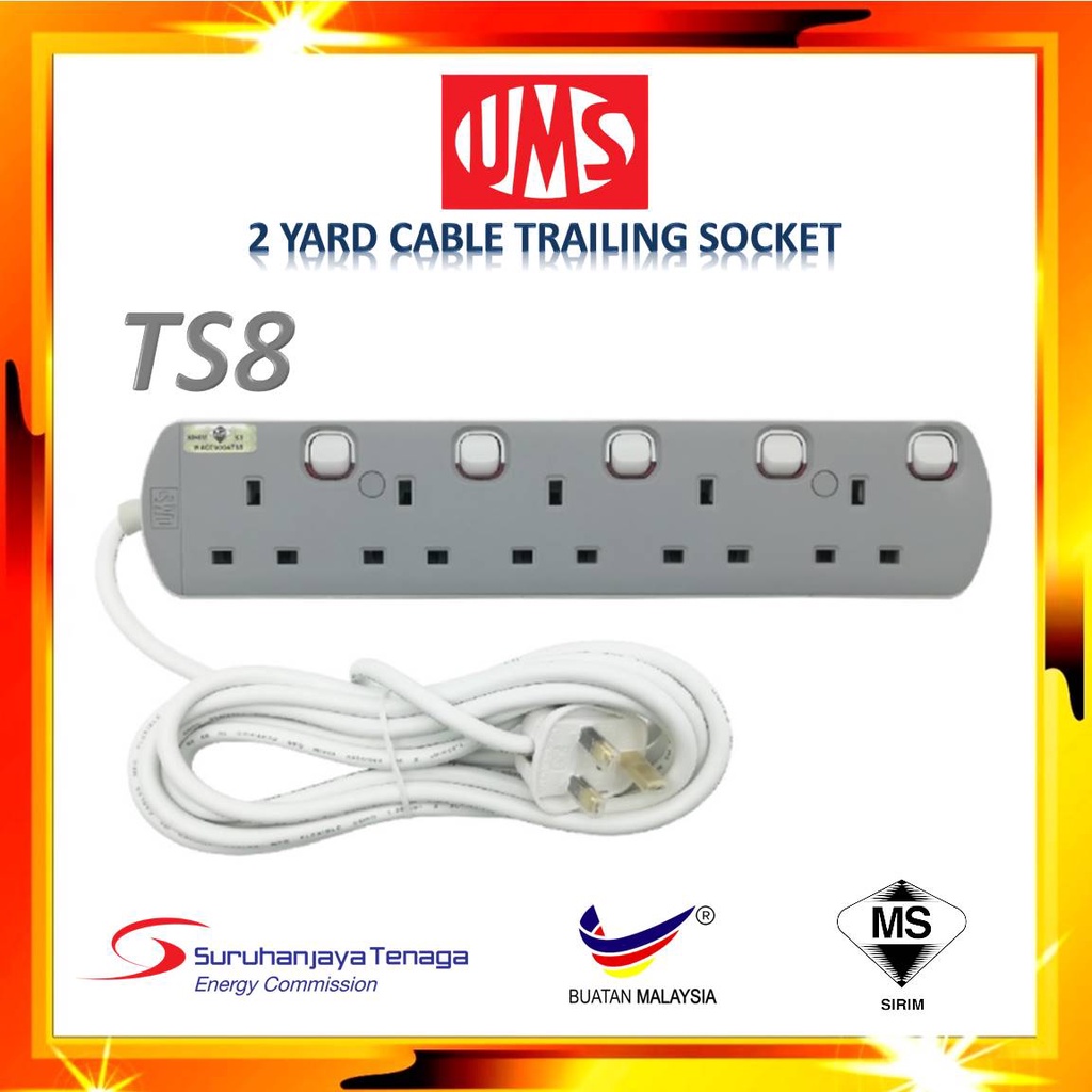 UMS / WOSS (SIRIM APPROVED) 2way 3way 4way 5way Trailing socket 2 Meter ...