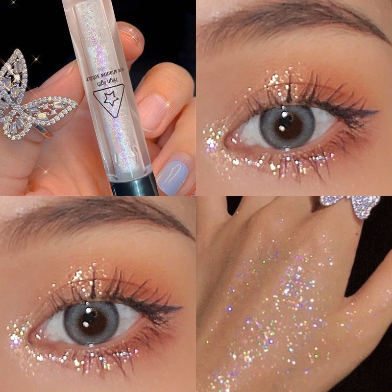 BOBEINI Liquid Eyeshadow Shining Beady Sequins Silkworm Pen Brightening ...