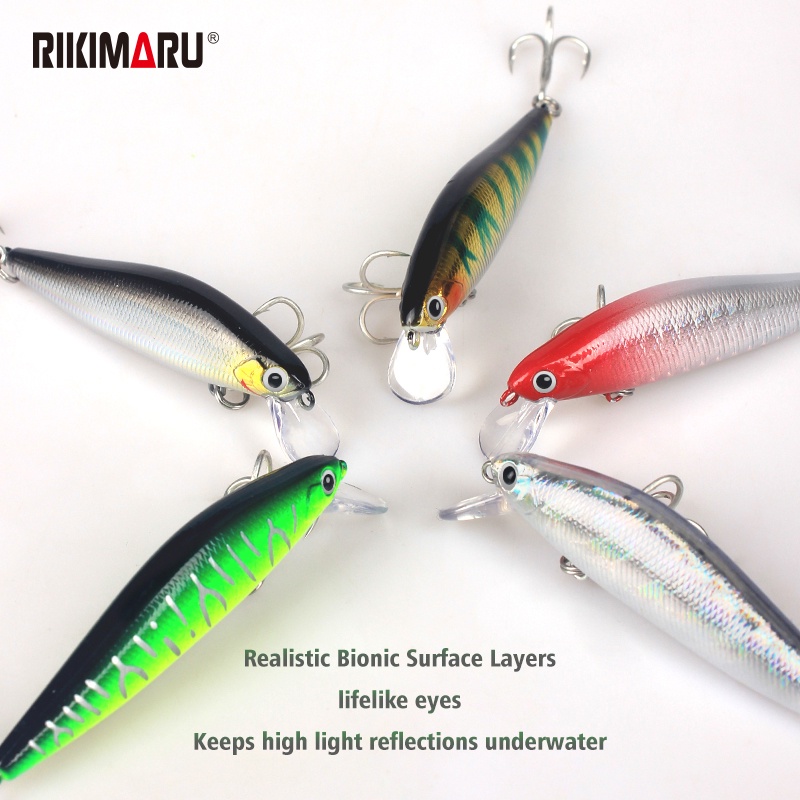 RIKIMARU 5g 7g 10g 14g Laser Minnow Lure Sinking Swimbait Artificial Lifelike Eyes Fishing Lures ...
