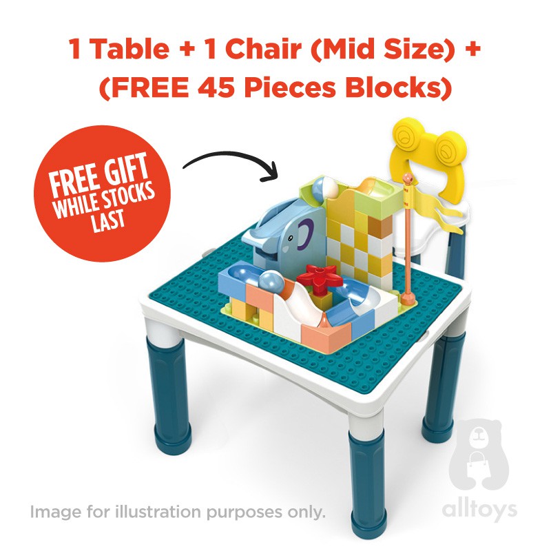 Mid Size Brick Block Table Building Blocks Learning Playing Study ...