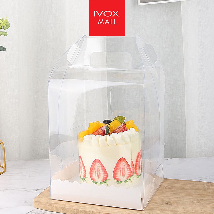 Cake Box Transparent 4/5/6 Inch Square Clear Board Packaging Portable ...