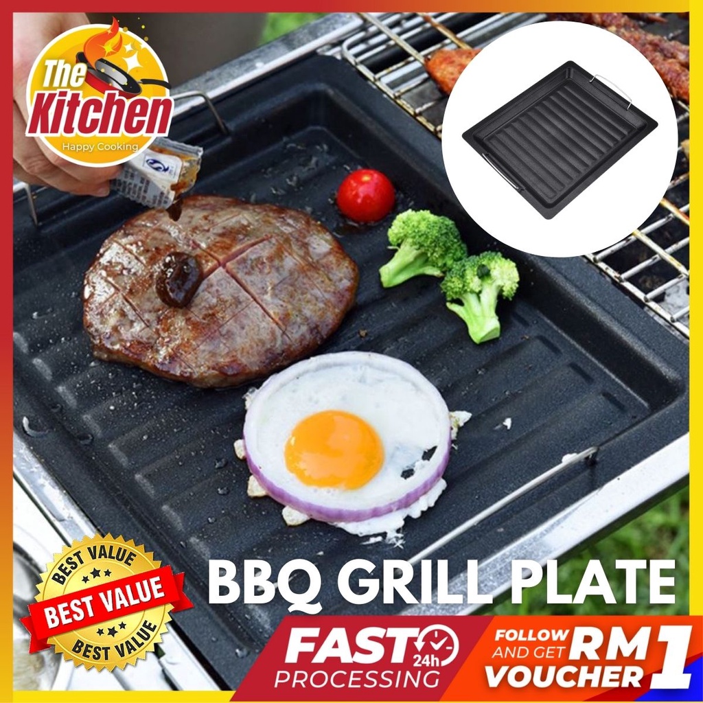 BBQ Plate Non-stick Barbecue Plate Grill Frying Baking Pan Outdoor ...