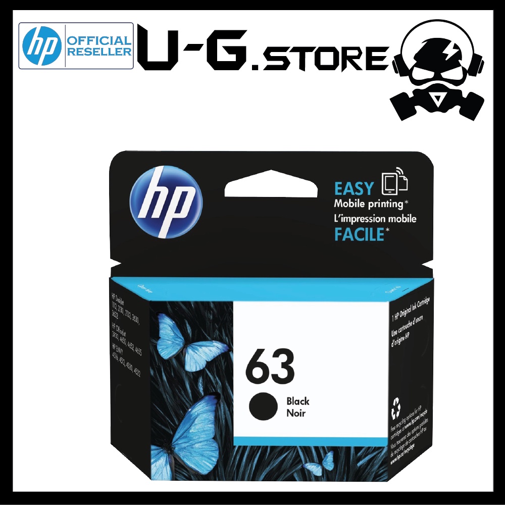 Original HP 63 Black ink cartridges for printer HP DeskJet 1112 Printer ...