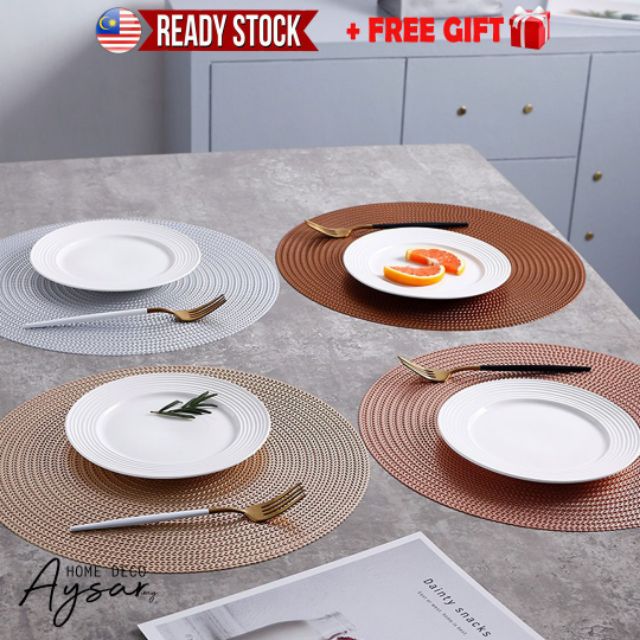 [Ready Stock] PVC Table Placemat Waterproof Heat Insulation Pad Pelapik ...
