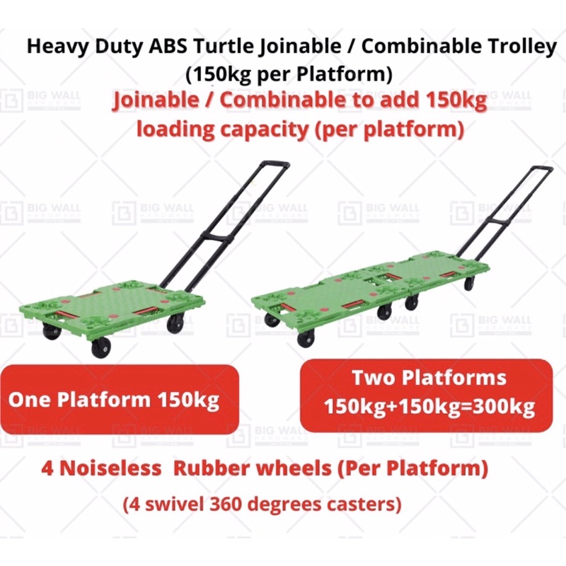 OKMate Heavy Duty ABS Turtle Trolley Joinable / Combinable Tortoise ...