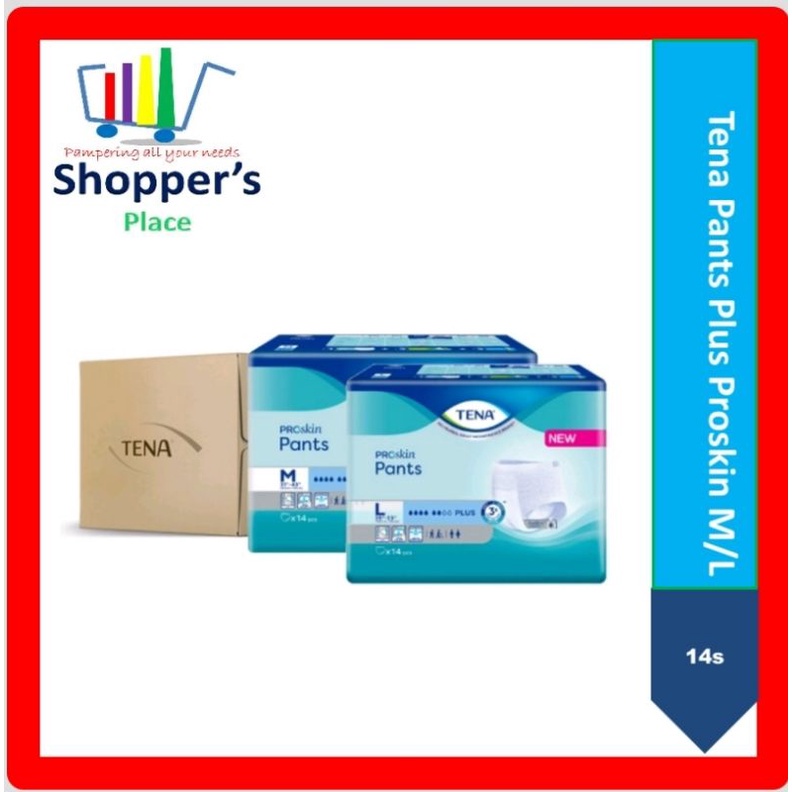 CARTON OF 2/3/4 -TENA Pants Plus Proskin ,M 14 pc/ L 14pc/XL 12pc(1 CTN ...