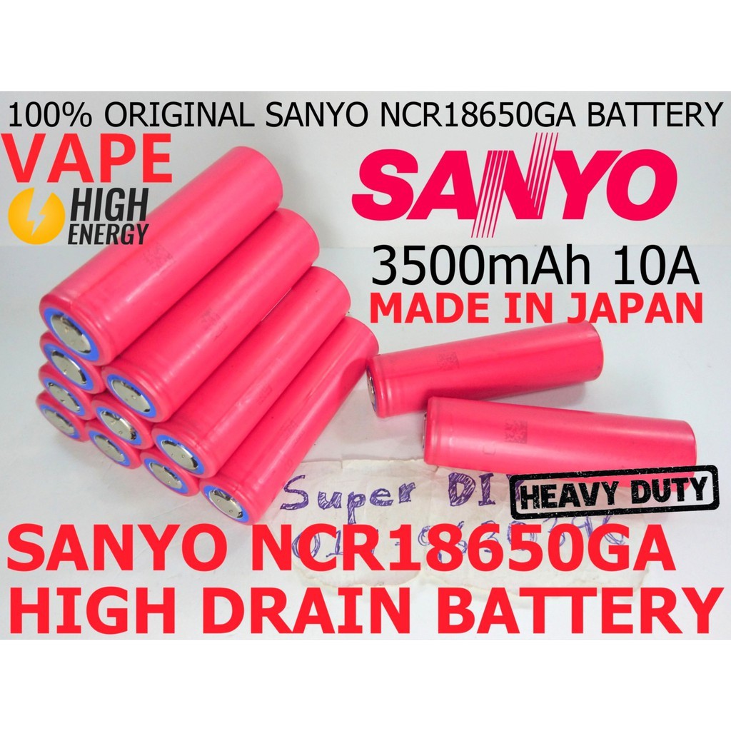 SANYO NCR18650GA 3.7V 4.2V 3500mAh Li-Ion Lithium 18650 ga Rechargeable ...