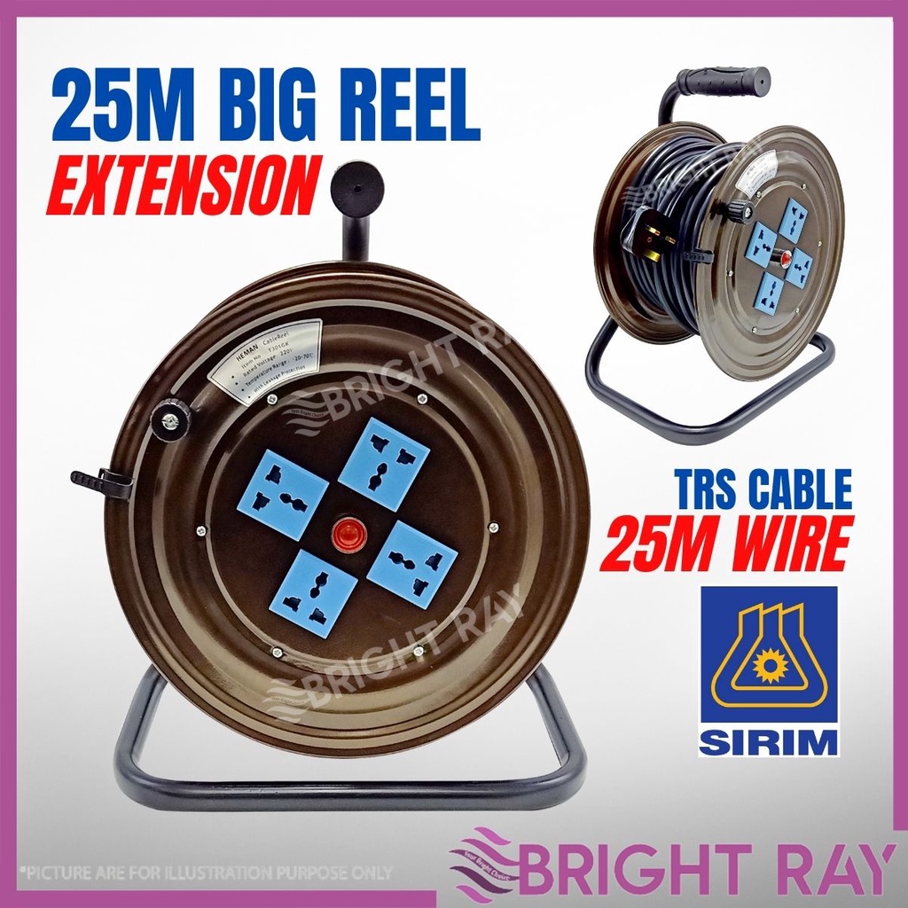 [HEAVY DUTY] BIG REEL EXTENSION 4 Way Multi Socket Universal Socket ...